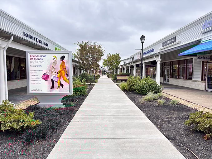 "Friends don't let friends pay full price" – the unofficial motto displayed along these meticulously landscaped shopping avenues.