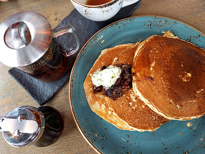 These pancakes aren't just breakfast—they're an event, complete with what looks like a butter crown melting into golden perfection.