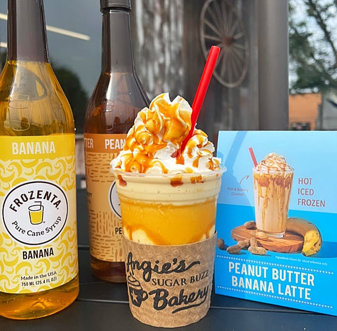 The peanut butter banana latte isn't just a drink—it's Elvis's favorite sandwich reimagined as a creamy, dreamy caffeine delivery system.