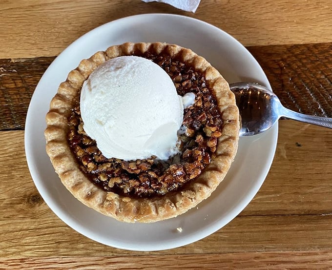 This pecan pie à la mode isn't just dessert; it's the sweet finale your taste buds have been patiently waiting for all evening.