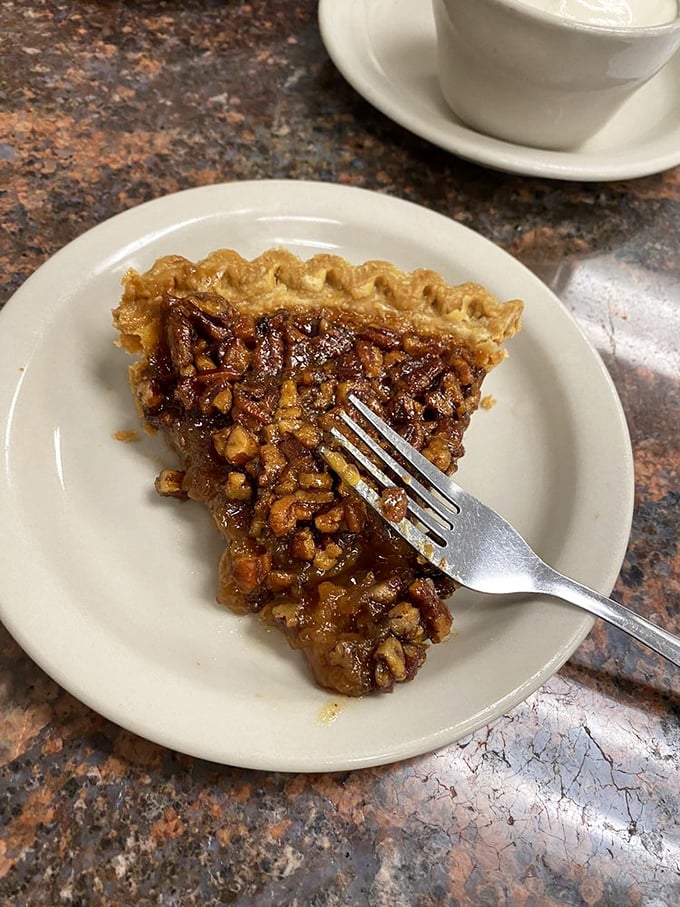 Pecan pie that strikes the perfect balance between gooey and structured—like the best relationships. That golden crust is the unsung hero of this Texas classic.