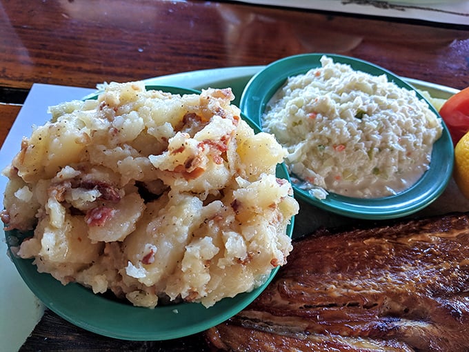 German potato salad and coleslaw: the Robin and Batman of side dishes, fighting blandness one plate at a time with vinegary, bacon-studded goodness.