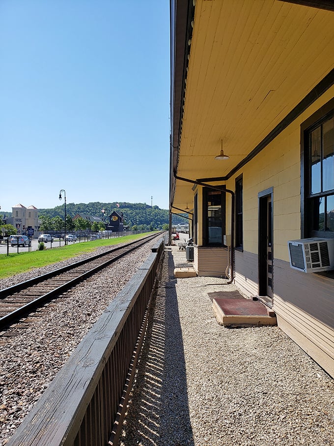 Sun-drenched platforms and endless tracks—the railway's version of "the road not taken" is actually taken several times daily.