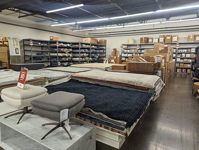 Rug heaven for the home décor enthusiast. That perfect statement piece for your living room is hiding here, just waiting to tie everything together.