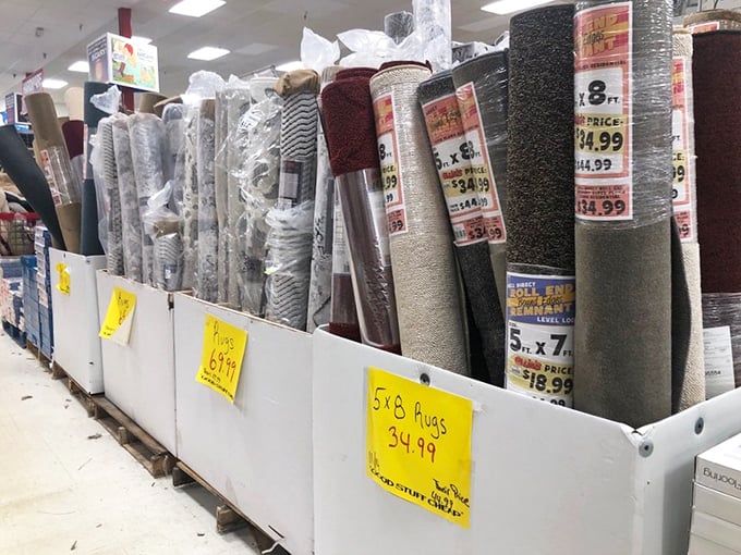Rug shopping elsewhere feels like highway robbery after you've seen Ollie's prices. That yellow tag might as well say "Yes, this is actually legal."