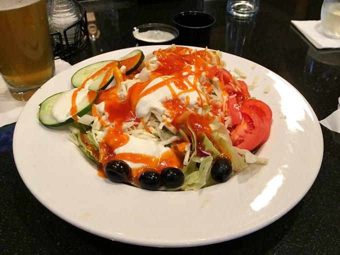 Even the salads here break the rules—this colorful creation proves that "eating your vegetables" can be the main event, not just virtuous obligation.