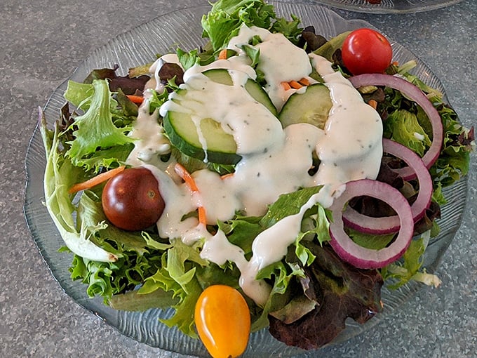 Even the salads at JP's have maritime aspirations. Fresh greens, vibrant vegetables, and house-made dressing create a prelude to the seafood symphony ahead.