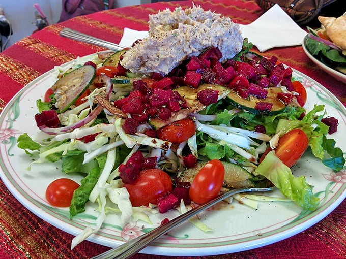 A salad that's actually exciting! Those vibrant beets and fresh vegetables aren't just healthy – they're proof that Eastern European cuisine isn't all about heaviness.