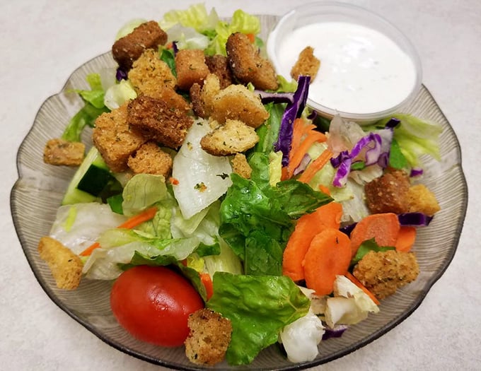 A garden on a plate – this salad proves that even in a temple of comfort food, vegetables can shine when treated with proper respect.