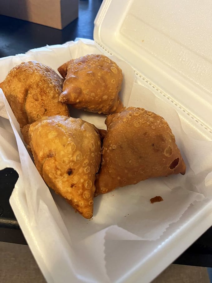 Golden-fried samosas that crackle with promise—little triangular packages containing spiced potato treasures worth crossing town for.