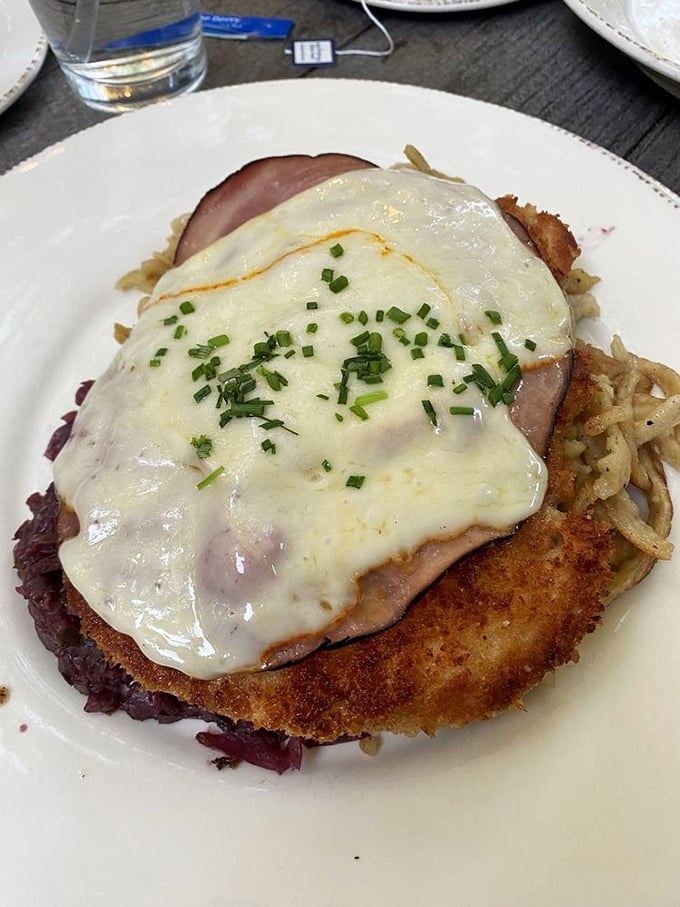 Schnitzel Cordon Bleu—where German engineering meets French sophistication. That melted cheese blanket is working overtime to make your day better.