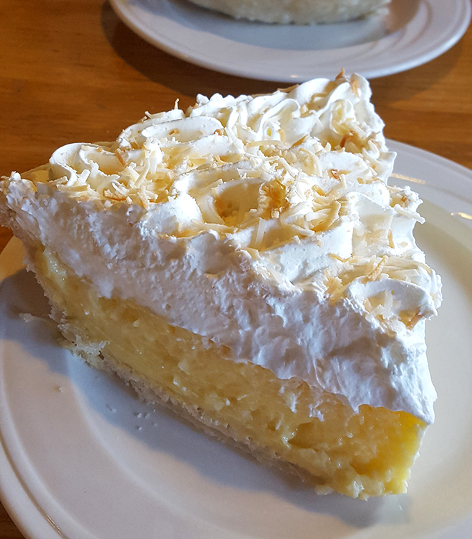 Coconut cream pie that would make your grandmother simultaneously proud and jealous. That meringue deserves its own Instagram account.