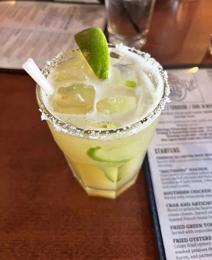 This isn't just a margarita—it's a spicy paloma vacation in a salt-rimmed glass, complete with a lime wedge passport.
