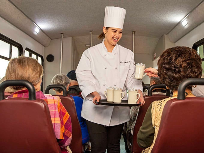 Service with a smile and refreshments on wheels—because the only thing better than a bus ride is one that comes with refreshments.