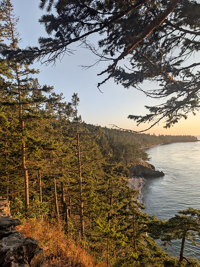 Golden hour paints the coastline in amber light. The kind of view that makes you forget to check your phone for days.