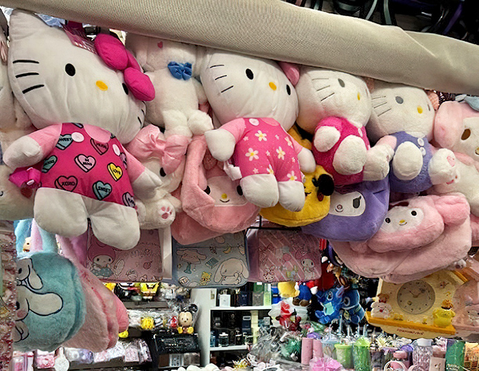 Hello Kitty heaven! The stuffed toy section where childhood dreams and adult nostalgia collide in a cloud of pink and cuteness.