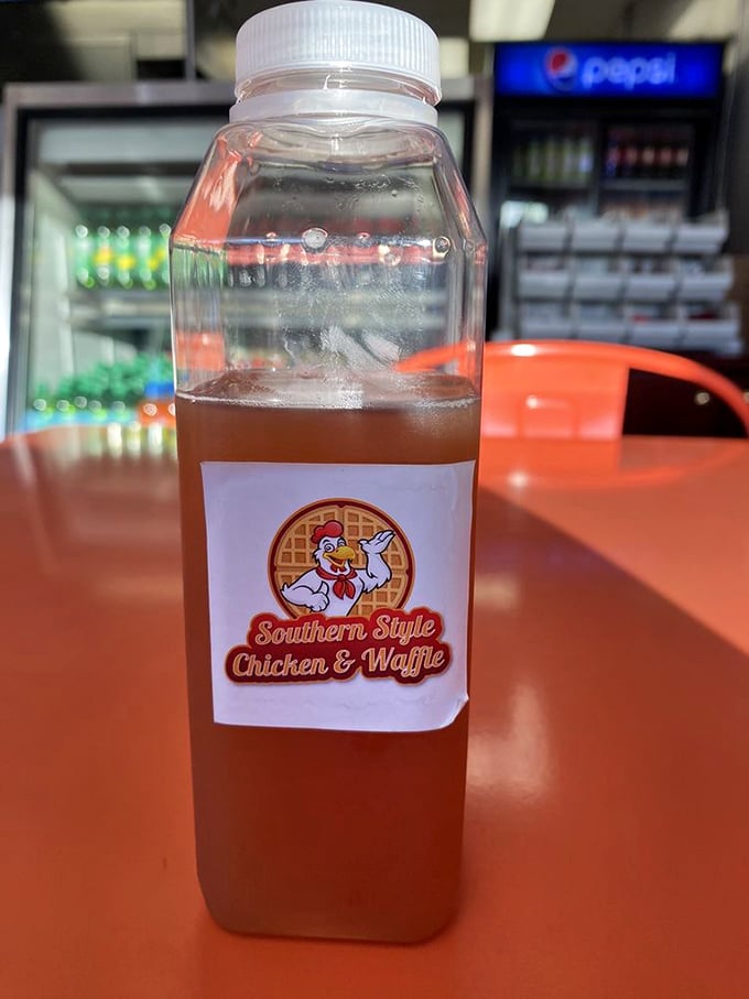Their sweet tea comes branded and ready for sipping—liquid Southern sunshine in a convenient take-home package.