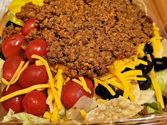 A taco salad that doesn't mess around – hearty, colorful, and substantial. The kind of "salad" that makes you feel virtuous while secretly being deliciously indulgent.