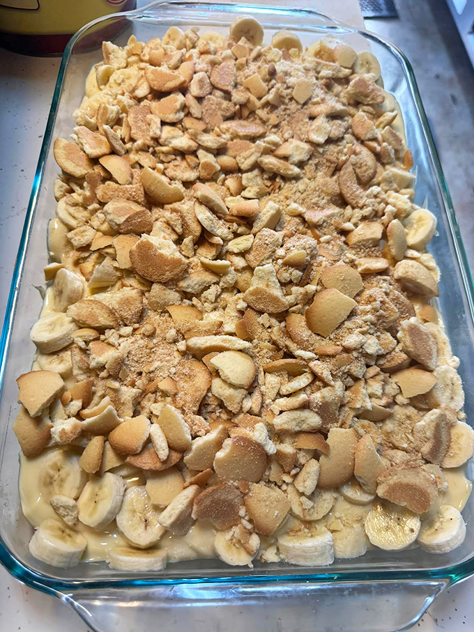 Banana pudding with vanilla wafers—the dessert equivalent of a warm hug from grandma. Comfort in a glass dish. 
