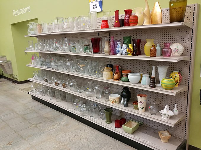 The vase section spans decades of design trends—from minimalist glass to ornate ceramics—each waiting to hold your farmers' market flowers or become a statement piece.