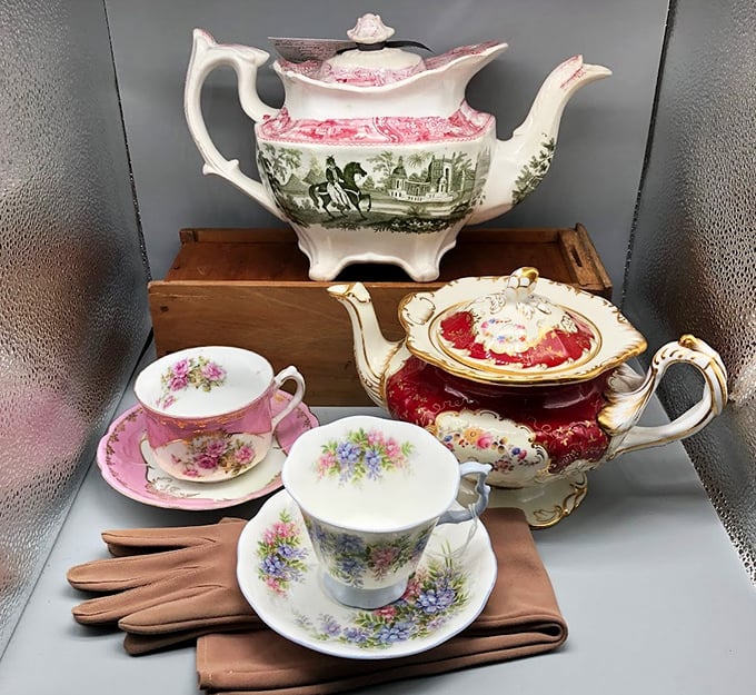 Tea time treasures that would make the Downton Abbey crowd swoon—these delicate cups have probably hosted more interesting conversations than most social media platforms. 