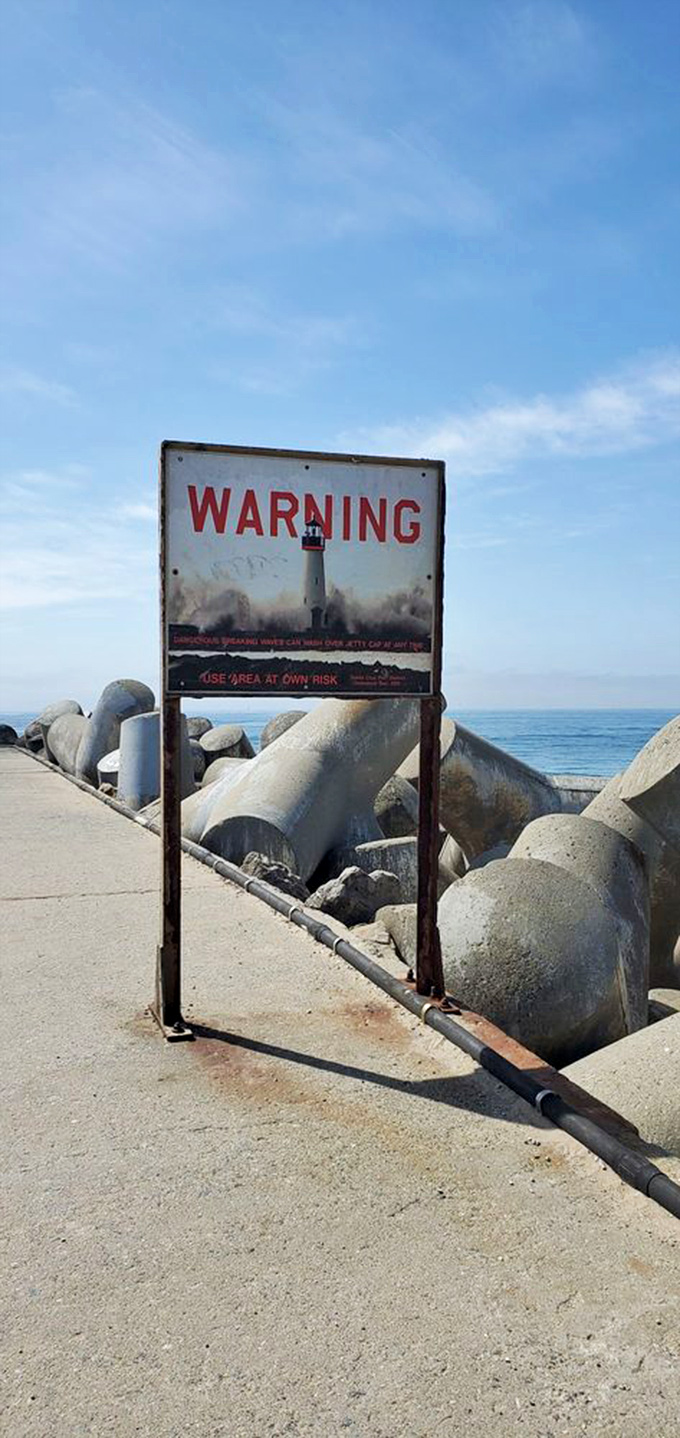 That warning sign isn't kidding around—Mother Nature's got a powerful right hook when she's in the mood to show off.