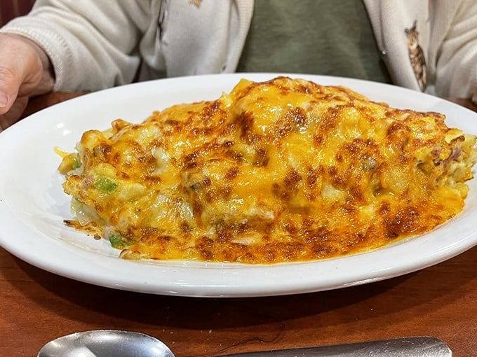 This Western omelet isn't just breakfast—it's a sunrise on a plate, with cheese melted to golden perfection.