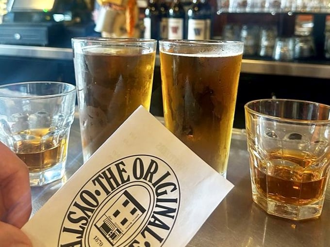 Cold beer and the Original Oyster House logo—a pairing as perfect as Pittsburgh and bridges. Some traditions just make sense.