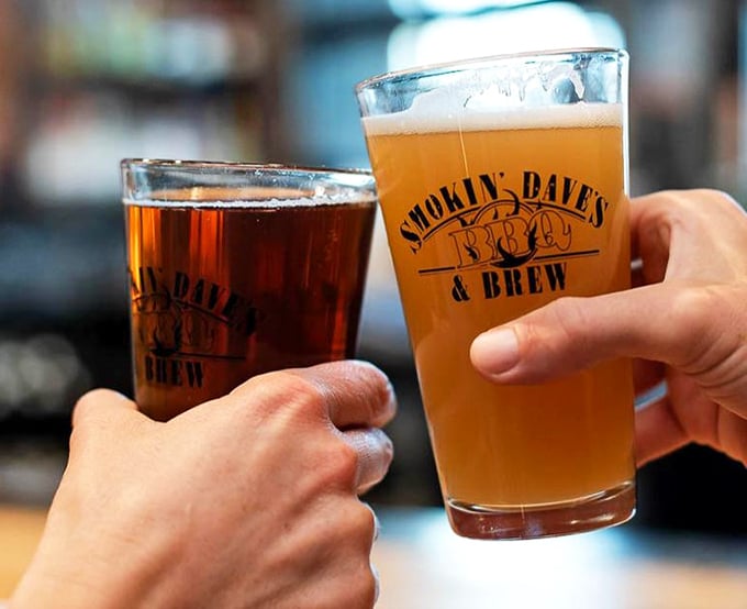 A toast to good company and great barbecue – these branded glasses hold more than just beer; they hold the promise of a perfect pairing.