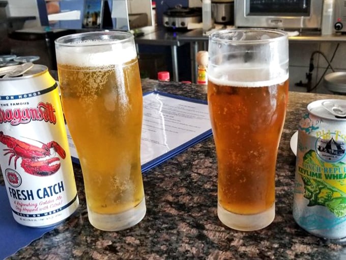 Local craft beers—the perfect supporting actors to the seafood star of the show. Cold, crisp, and ready for their close-up.