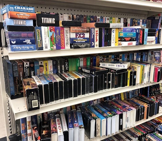 From blockbusters to classics, the VHS collection is a nostalgic time capsule of movie nights past.