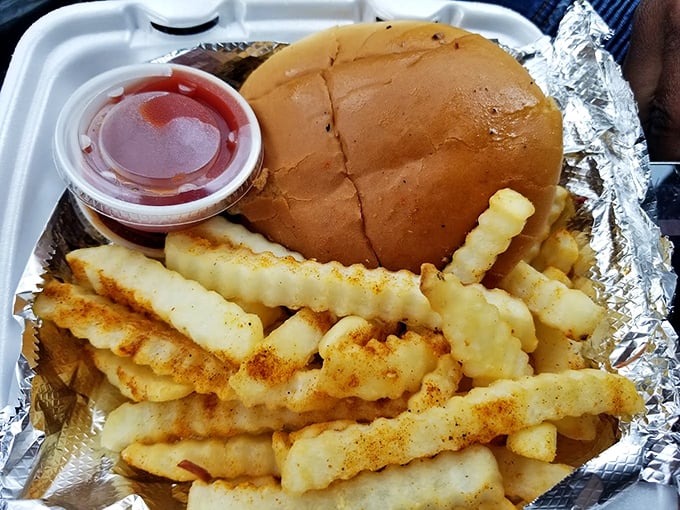 A humble burger and fries that remind us sometimes the classics endure for a reason—they're just that good.