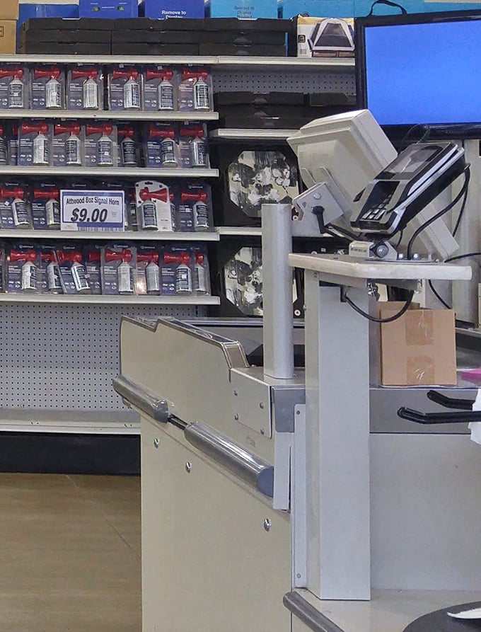 The checkout counter: where reality meets your shopping dreams and somehow the total still makes you smile.