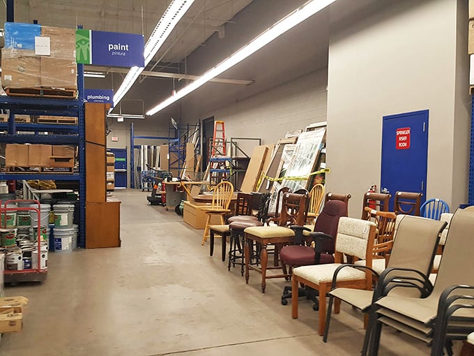 The chair adoption center, where mismatched seating finds new families and dinner parties get interesting conversation starters.