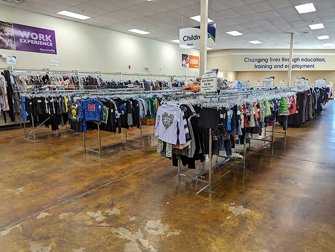 The children's clothing section—where tiny fashionistas can build their wardrobes without breaking their parents' piggy banks.