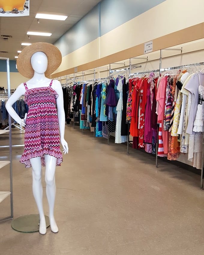 Fashion democracy in action—where summer dresses and professional attire share the same real estate, all at prices that feel like typos.