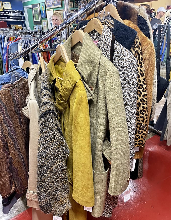Coat nirvana with that mustard yellow standout practically begging to become the star of someone's fall wardrobe.