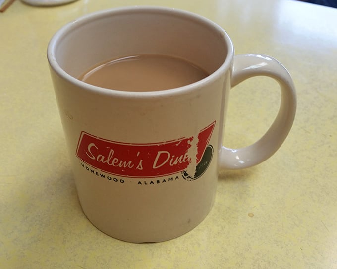 The official morning handshake of Salem's Diner—a sturdy mug of coffee that promises to transform you from zombie to human with remarkable efficiency.
