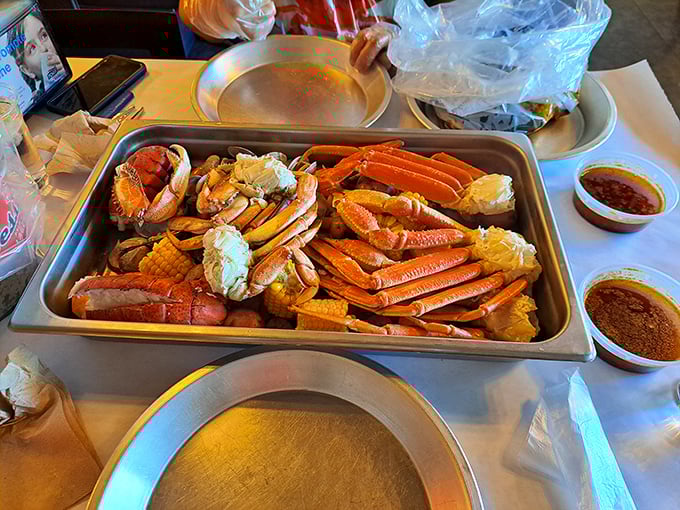 When crab legs arrive like this, it's not dinner—it's an event. Bring your appetite and leave your white shirts at home.