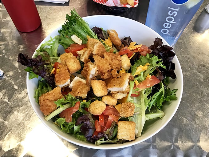 Even the salads at Big Jud's refuse to be dainty—this crispy chicken version is what other restaurants' "entrée salads" wish they could be.