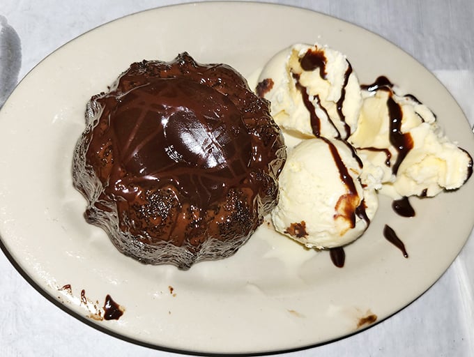 Chocolate lava cake with ice cream – where molten chocolate meets cold creaminess in a dessert version of that "opposites attract" rom-com.