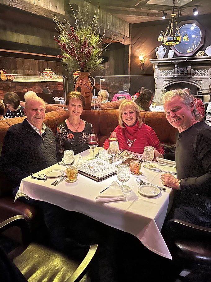 Four friends, one table, countless memories – this is what steakhouse happiness looks like on a Tuesday night.