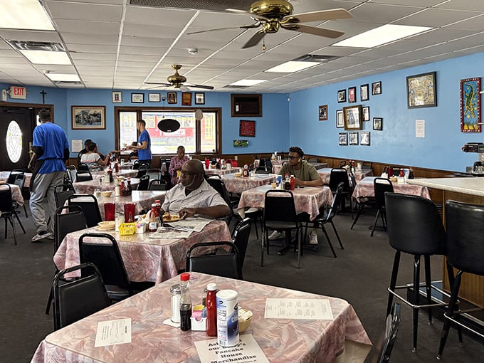 The dining room where strangers become friends over shared appreciation for proper breakfast.