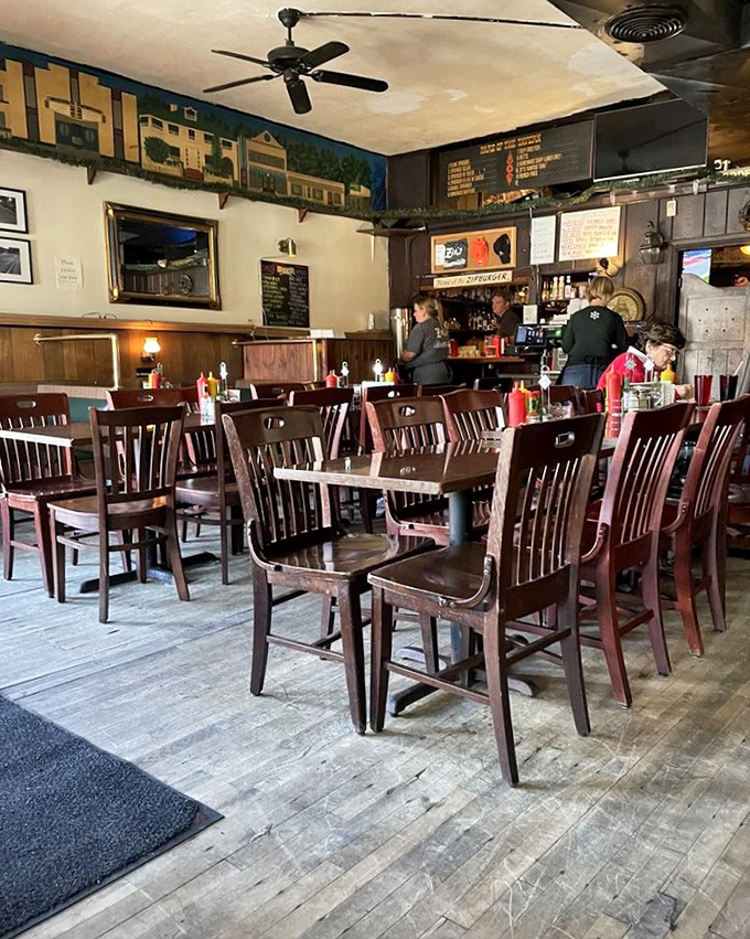 The dining room at Zip's doesn't whisper – it speaks volumes about decades of serving comfort food to generations of loyal customers.