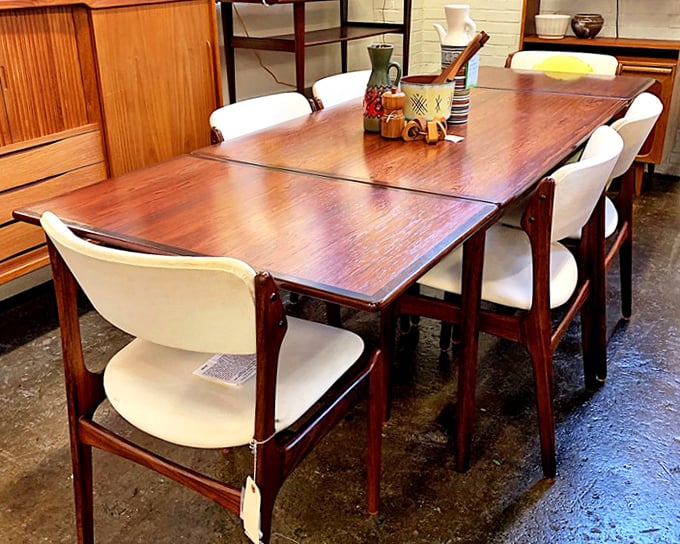 This Danish teak dining set isn't just furniture—it's a portal to family dinners circa 1965, complete with conversations about moon landings.