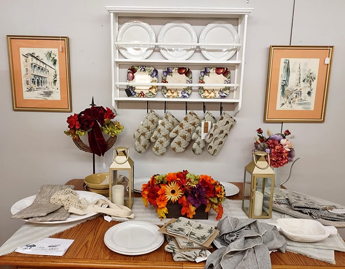 Table settings with more character than most dinner guests. This dinnerware has probably served everything from Sunday roasts to celebration cakes.
