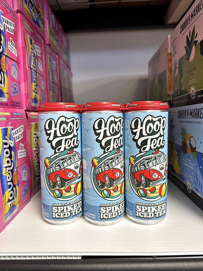 Even the beverage selection shows personality – Hoop Tea cans bringing a splash of beachy nostalgia to Pennsylvania snack time.