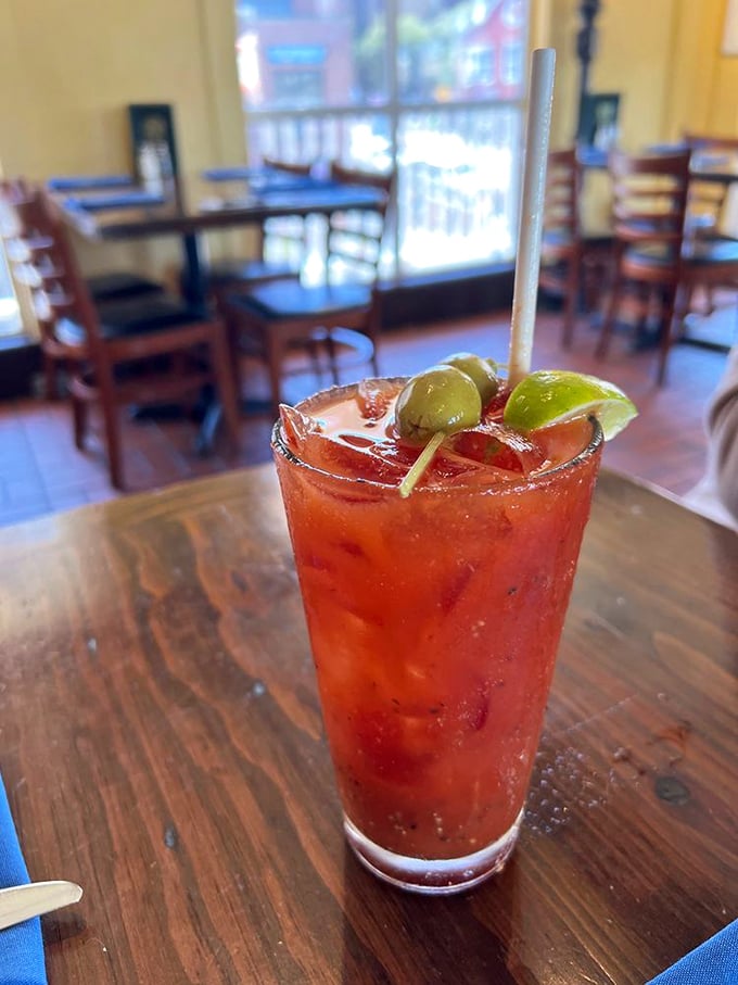 That Bloody Mary isn't just a drink—it's a spicy, tangy appetizer in a glass that's plotting to steal the show from your actual meal.