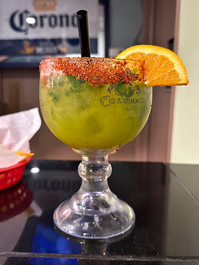 Their margaritas come with the perfect salt rim—like a beach vacation in glassware form.