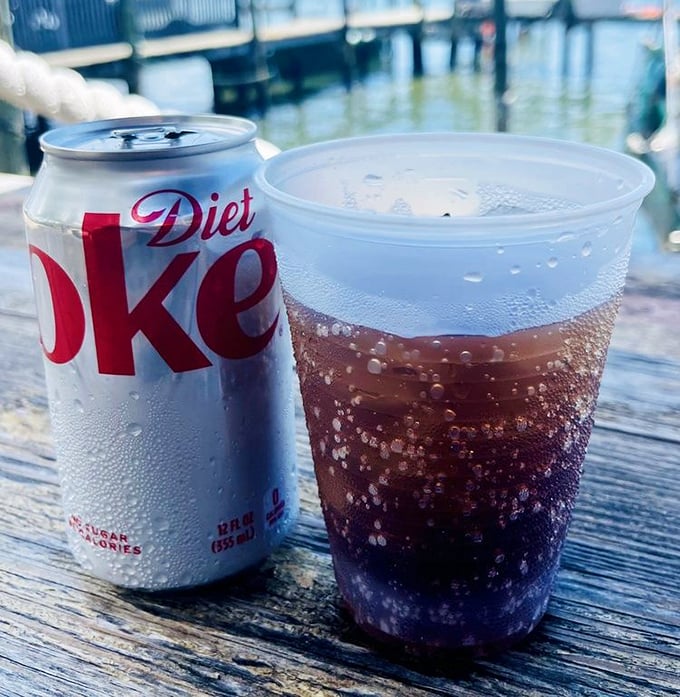 Keeping it simple. Even the beverages at Star Fish Company embrace the laid-back vibe—a cold soda on a weathered dock is pure Florida bliss.